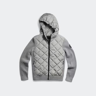 Canada Goose HyBridge Steppstrick-Kapuzenjacke mit Black Label (Weiblich, Silver Ore, XL)