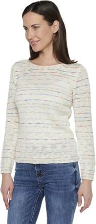 Kor&ouml;shi Pull &agrave; manches longues et col rond chin&eacute;/blanc cass&eacute; pour femme &Eacute;cru, or, S