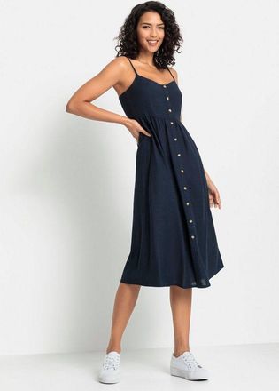 Lascana Sommerkleid aus Leinenmix mit Baumwolle, Midikleid, Strandkleid