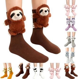 Generic Chaussettes animaux tricot&eacute;es 3D Chaussettes paresseuses 3D dr&ocirc;les Chaussette compression tricot&eacute;e forme animal mignon dhiver Chaussette coton chaud C