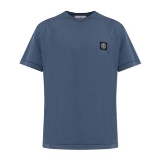 Stone Island Homme, Tops, Bleu, Taille: 2XL T-shirt &agrave; logo