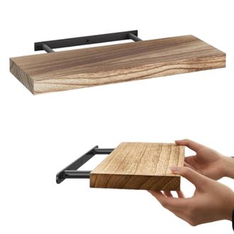 Generic Wandregal aus Massivholz, 40 x 15 x 2 cm, rustikales schwebendes Regal f&uuml;r B&uuml;cher, Badezimmerartikel, Pflanzen und Dekorationen, ideal f&uuml;r die Aufbewa