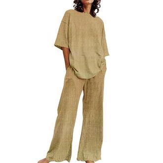 Generic Ensemble de v&ecirc;tements de d&eacute;tente pour femme 2 tenues d&eacute;contract&eacute;es &agrave; manches longues et haut court, ensemble de v&ecirc;tements de d&eacute;tente pour femmes, v&ecirc;te