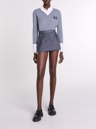 Maje Trompe-lail-shorts Mit Strass - Rayure Tennis Grise Strassee - Gr&ouml;&szlig;e 40 - Maje