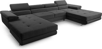 Furnix Furnix - Ecksofa nillona u Mini U-Form Schlaffunktion Bettkasten KR34 Dunkelgrau