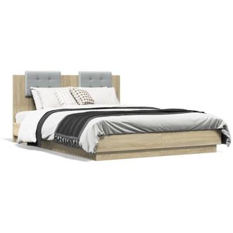 vidaXL Bettgestell mit Kopfteil Sonoma-Eiche 140x200 cm Holzwerkstoff Vidaxl