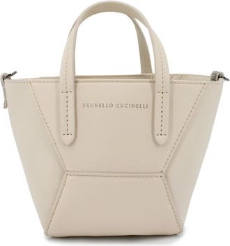 Brunello Cucinelli Femme, Sacs, Beige, Taille: ONE Size Élégant Sac Shopper en Cuir