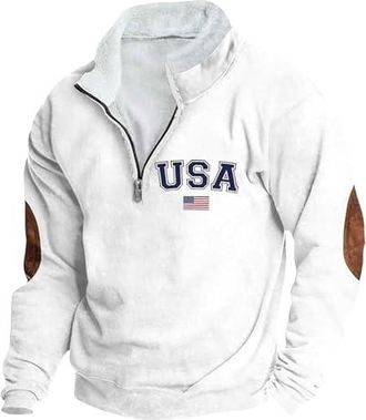 Generic Sweat-shirt moelleux pour homme - Manteau en peluche dautomne et dhiver à manches longues - Demi-fermeture éclair - Imprimé décontracté - Pour la vie 