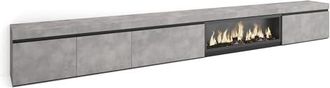 Skraut Home | TV-Schrank, Lowboard | für Wohnzimmer und Esszimmer | 368x45x35 | Elektrokamin XXL | Moderner Stil | Zement