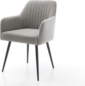 DELIFE Esszimmerstuhl Greg-Flex Strukturstoff Soft Grau 4-Fuß konisch Schwarz Taschenfederkern, Esszimmerstühle