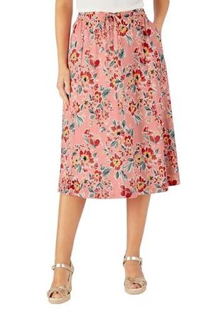 Damart Jupe Maille Cr&ecirc;pe pour Femme, Coupe Ample, Rose Fleuri, 38/40