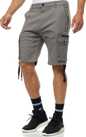 Indicode Herren Agron Cargo Shorts mit 6 Taschen aus 98% Baumwolle | Kurze Hose M&auml;nner Pewter, XXL