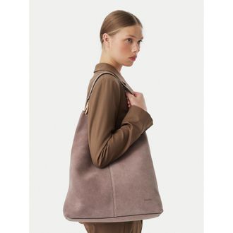 Calvin Klein Handtasche Calvin Klein Slouchy Suedelarge Shoulder Bag LV04F3690G Braun