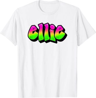 BDAZ Ellie Graffiti Personalisierter Name Gr&uuml;n Rosa Frauen M&auml;dchen T-Shirt