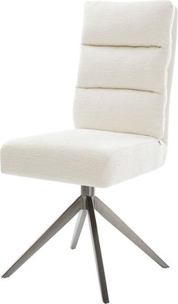 DELIFE Esszimmerstuhl Pela-Flex Kreuzgestell breit Graphit Boucl&eacute; Soft Beige 360&deg; drehbar Wippfunktion Taschenfederkern