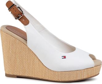 Tommy Hilfiger Espadrilles Tommy Hilfiger Iconic Elena Sling Back Wedge FW0FW04789 &Eacute;cru