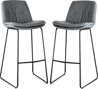 Generic Lederbezogene Barhocker, gepolsterte Tresenhocker mit R&uuml;cken- und Fu&szlig;st&uuml;tze, hohe Barhocker f&uuml;r K&uuml;cheninsel, Caf&eacute;, Kneipe