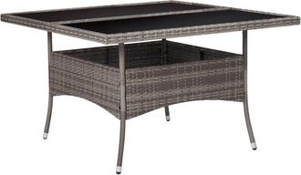 vidaXL Vidaxl - Table &agrave; d&icirc;ner dext&eacute;rieur Gris R&eacute;sine tress&eacute;e et verre