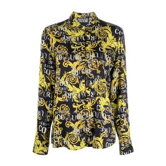 Versace Jeans Couture Schwarzes Langarm-Viskosehemd - - Blouses & Shirts - Damen - Mehrfarbig - XS