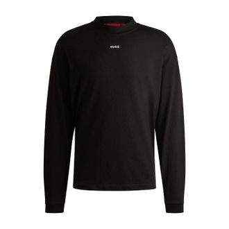 HUGO BOSS Hugo - T-Shirt f&uuml;r Herren, Stehkragen, Lang&auml;rmlig (Schwarz)