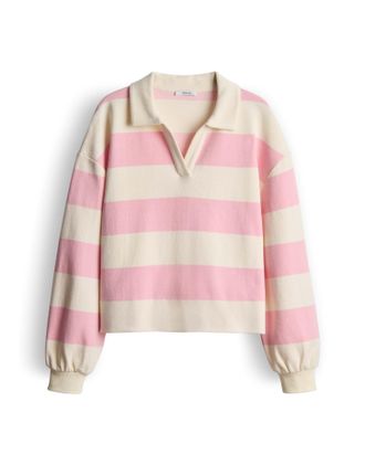 OPUS Damen Sweatshirt | GLOCKI Loose Sweatshirt mit Breiten Rugby Streifen Coral Blush, 38