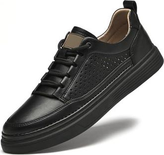 Generic Chaussures décontractées en cuir Oxford pour homme avec semelle souple antidérapante et lacets, Noir creux., 42 2/3 EU