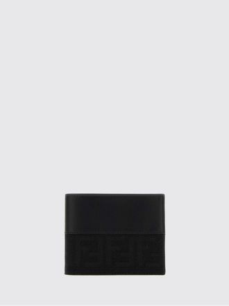 Fendi Portefeuille en tissu jacquard FF avec porte-monnaie et d&eacute;tails en cuir