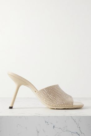 Loewe Mules En Daim À Cristaux Petal - Neutres