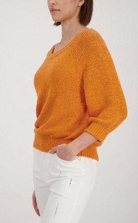 Monari Strickpullover Pullover Basic B&auml;ndchen Regular fit aus B&auml;ndchengarn