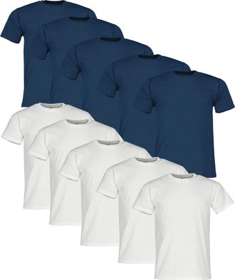 Fruit Of The Loom Heavy Cotton Tee Shirt 10er-Pack Herren, 5X Navy + 5X Weiß, XXL