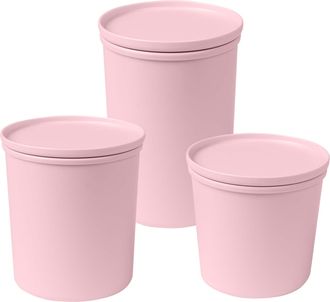 Awave Frischhaltedosen-Set rund mit Deckel, luftdicht, 3-teiliges Set, 500 ml, 800 ml, 1.000 ml, rosé, aus recycelten PET-Flaschen, Vorratsbehälter, klimane