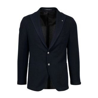 Tagliatore Woll Jersey Sakko - - Jackets - Herren - Blau - M