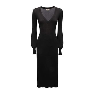 Elisabetta Franchi Am-22B-56E3 Strickkleid mit V-Ausschnitt - - Dresses - Damen - Schwarzk - M