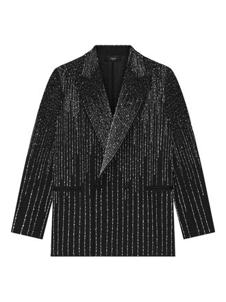 Amiri blazer crois&eacute; &agrave; rayures en cristal - Noir