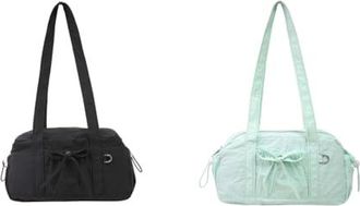 Generic Sac &agrave; bandouli&egrave;re en nylon pour femme - Grande capacit&eacute; - Design &eacute;l&eacute;gant et d&eacute;contract&eacute; avec d&eacute;tails en noeud pour le shopping et les loisirs, noir et