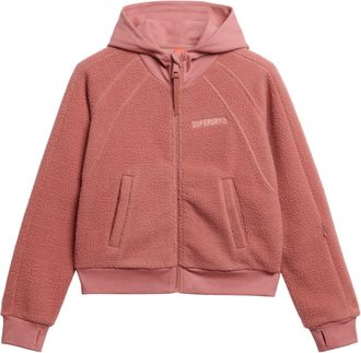 Superdry Damen Active Tech Fleece Kapuzenjacke mit Rei&szlig;verschluss Verwelktes Ros&eacute; 36