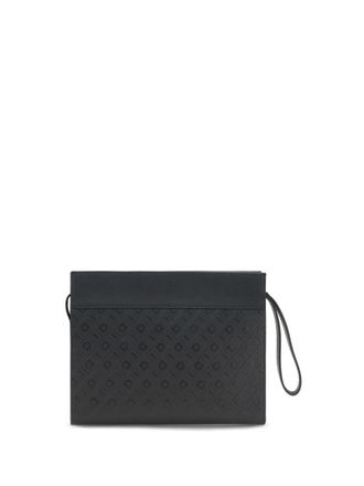 Ferragamo Mens Pouch Monogram Black Calfskin Calf Leather Shoulder Bags