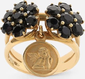 Dolce & Gabbana Ring Sicily 18-karätiges Gelbgold Und Schwarze Saphire - Frau Ringe Gold 48