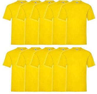 Fruit Of The Loom Lot de 10 t-shirts Valueweight pour homme + sac de gym MyShirt gratuit, Jaune + sac de gym Myshirt, XL
