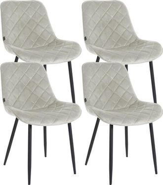 Clp Lot de 4 chaises Springs velours Crème