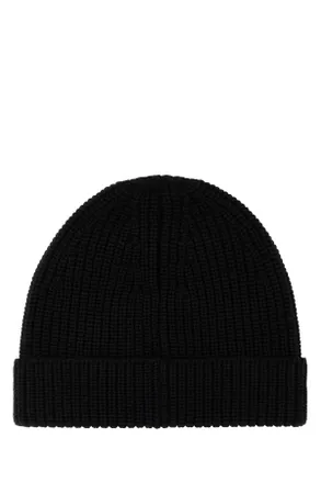 Valentino Garavani Mens Black Wool Beanie Hat Nero Exterior: Virgin Cuffie