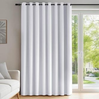 Deconovo Rideaux Occultants Isolant Thermique Anti Froid, 254x214 CM (Largeur x Hauteur), Rideaux pour Salon et Chambre, Design Moderne &agrave; Oeillets, Blanc Pale 