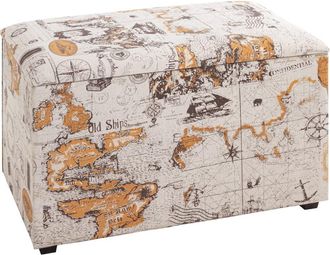 Haku Möbel Sitztruhe Motiv, MDF, Textilgewebe - Maße: B 65 cm x H 42 cm x T 40 cm, Style: Modern