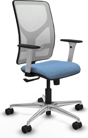 Piqueras y Crespo B&uuml;rostuhl, blau mit wei&szlig;en und schwarzen Armlehnen, h&ouml;henverstellbare Lendenwirbelst&uuml;tze, ausgestattet mit 3 Positionen und Schneideschaum, Wei&szlig;/Himme