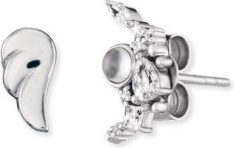 Engelsrufer Damen Ohrstecker Flügel und Moonlight aus Sterling Silber - besetzt mit Zirkonia Steinen - Steckverschluss - nickelfrei - 4,7mm