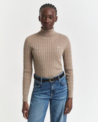 GANT Rollkragenpullover STRETCH COTTON CABLE TURTLENECK mit Zopfmuster