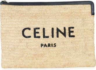 Celine Raffia Sequin Logo Clutch