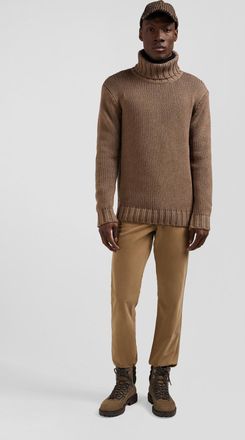 Eden Park Pull &Agrave; Col Roul&eacute; En Laine Et Coton Marron Coupe Regular