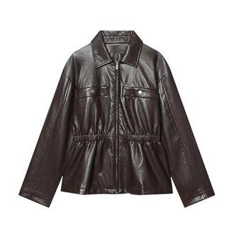 Generic Veste fine en cuir synth&eacute;tique pour femme - Manteau dhiver chic et d&eacute;contract&eacute;, 1, XS