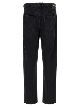 Balmain Embroidered Logo Denim Jeans - black